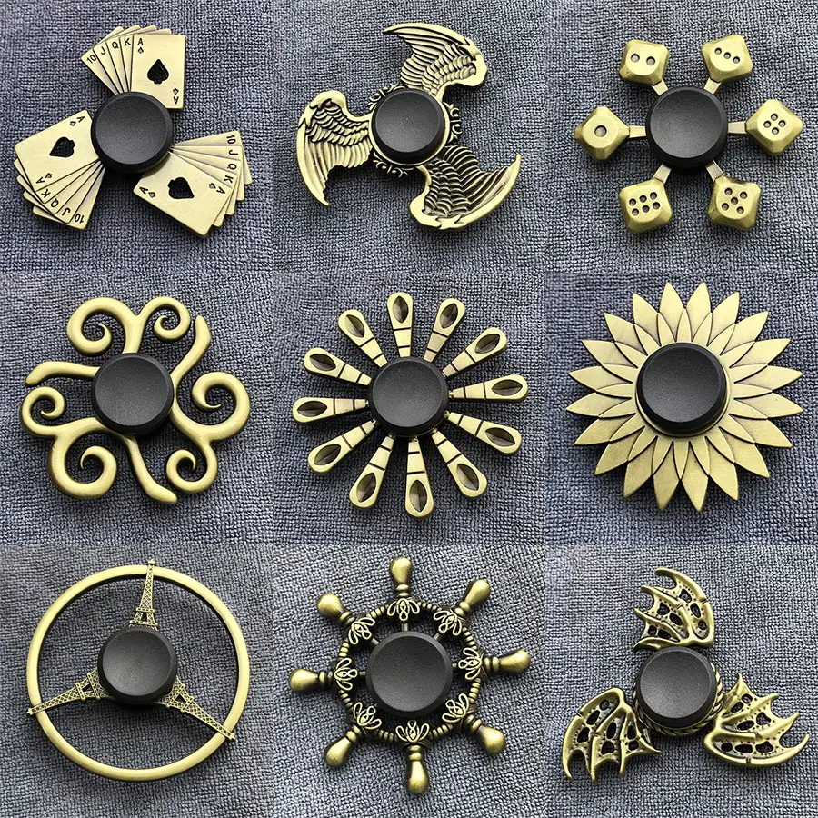Antique Brass Fidget Spinner, Stress Relief For Kids & Adults, Funny Gifts