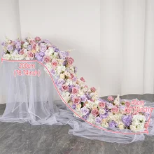 2M Custom Artificial red rose Flower Row Runner Wedding Backdrop center ...