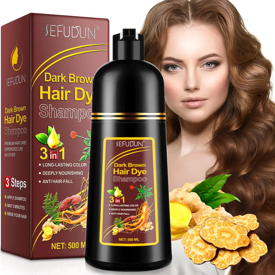 Discover Natural, 3-In-1 Shampoo For Grey Coverage, Dark Brown Hair Dye ...
