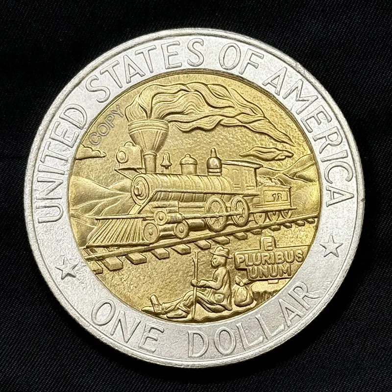 American Steam Train Dual Color Commemorative Gold & Silver Challenge Coin