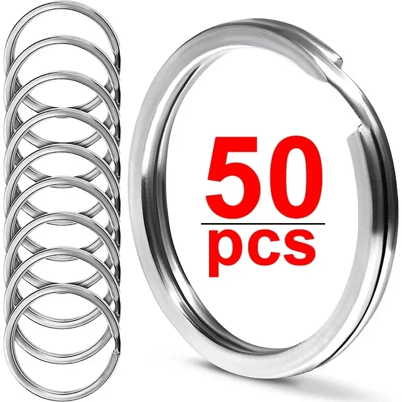 10-50pcs 25/30mm Stainless Steel Key Rings Round Flat Line Split Rings ...