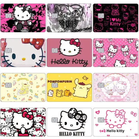 1PC Hello Kitty Pom Pom Purin Cartoon Credit Card Stickers Anime Y2k ...