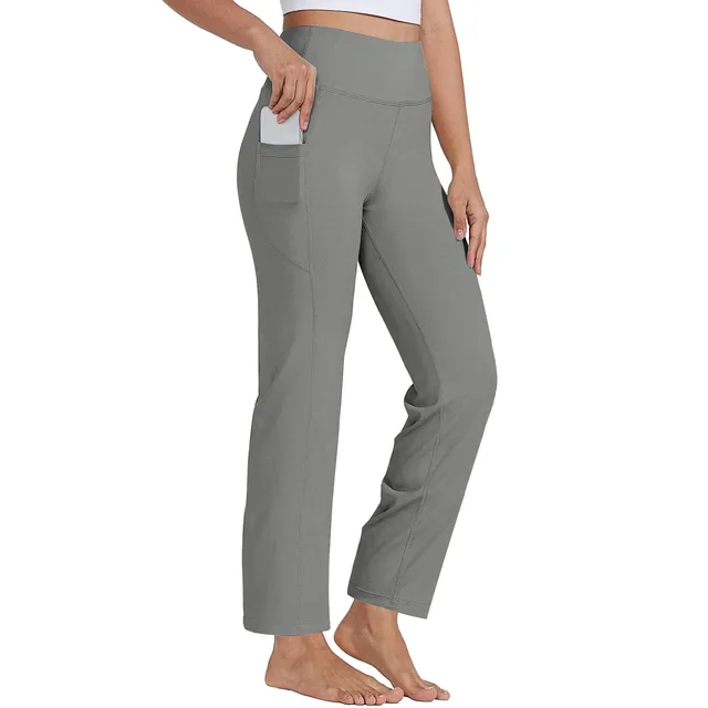 Ladies' Elastic Soft High Waist Slimming Sports Trousers Solid Color ...