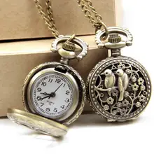 Steampunk Quartz Pocket Watch Necklace, Vintage Bronze Fob Clock Gift.
