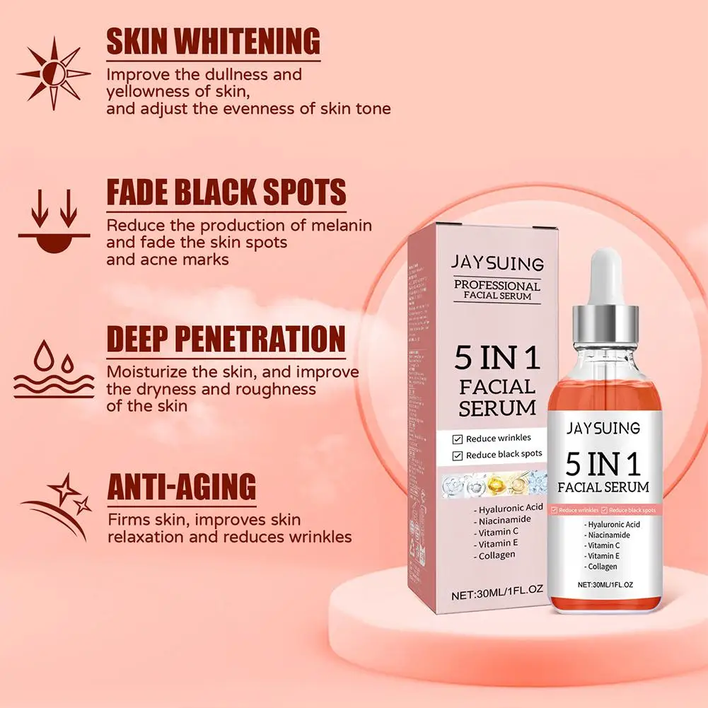 5 In 1 Fade fine lines Firming Face Serum Moisturizing brightning ...