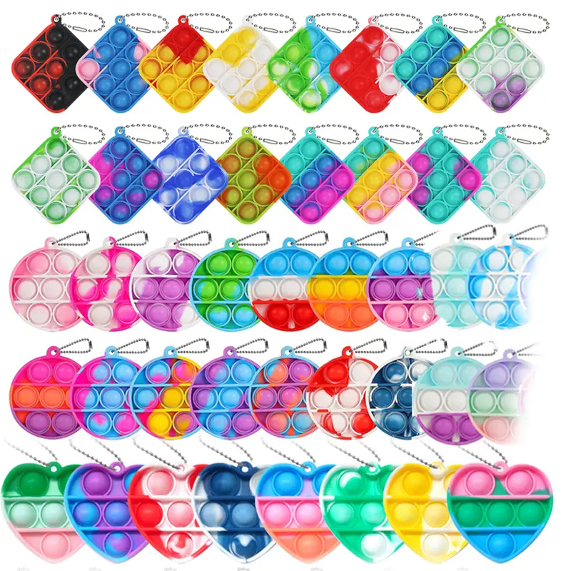 10/30/50Pcs Pop Keychains Fidget Toys Bulk Push Stress Relief Sensory ...