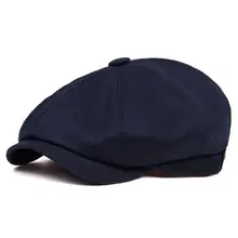 Fashion Newsboy Cap Men's Twill Cotton Hat 8 Panel Hat Baker Caps ...