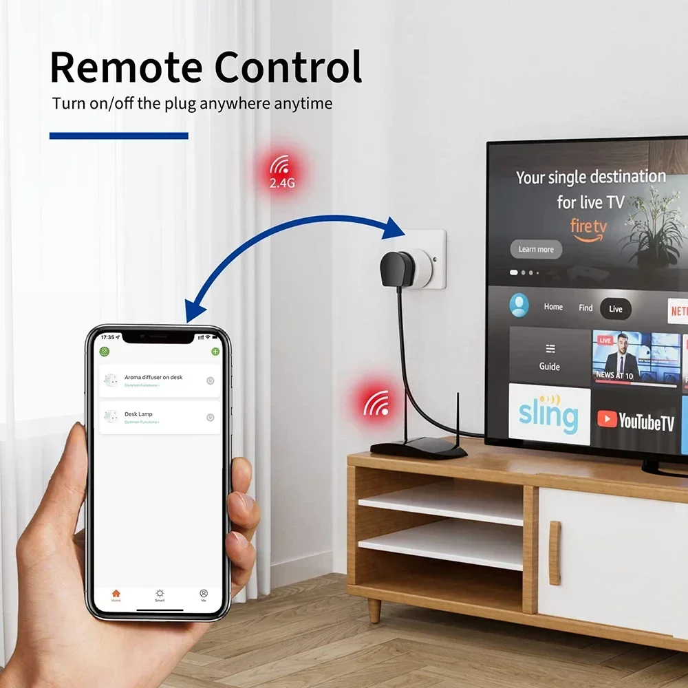 20A 16A UK Plug TUYA WIFI Smart Socket With Power Monitor Voice Control ...