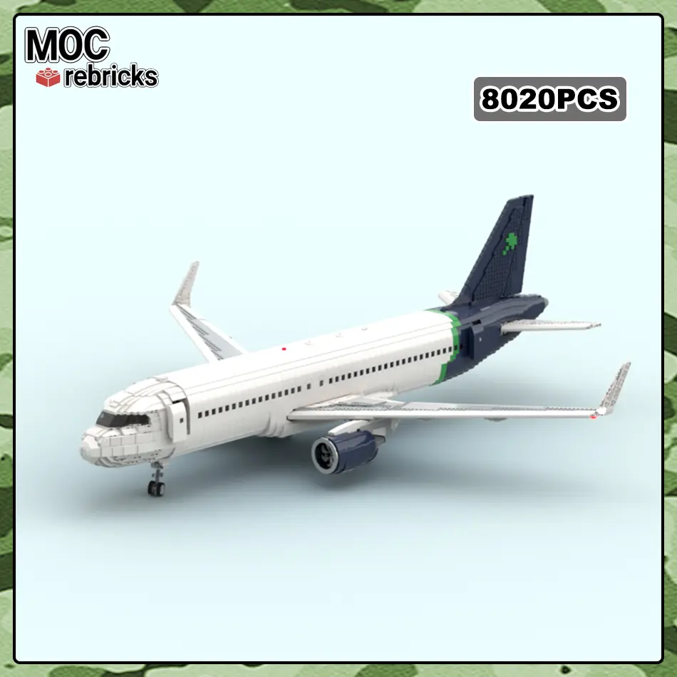 A MOC building block set featuring a large A320 jet airliner, perfect ...