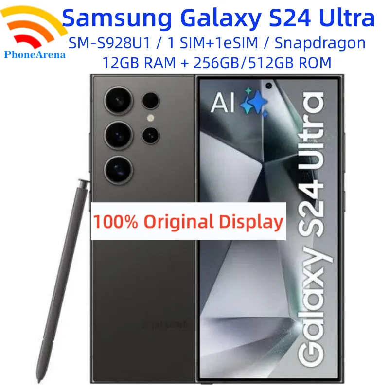 Unlocked Samsung Galaxy S24 Ultra 5G, 6.8" Display, 12Gb Ram, 512Gb ...