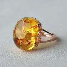 Natural Amber Flower Ring Women Healing Gemstone Fine Jewelry 100% ...