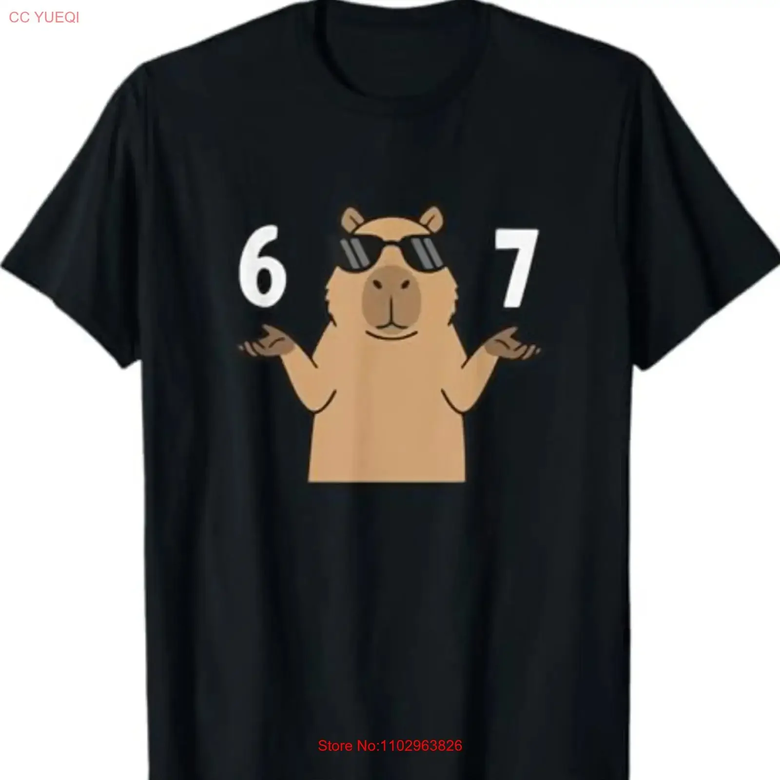 67 Meme Capybara T Shirt 6 7 Hand Gesture vintage Washed graphic Unisex ...