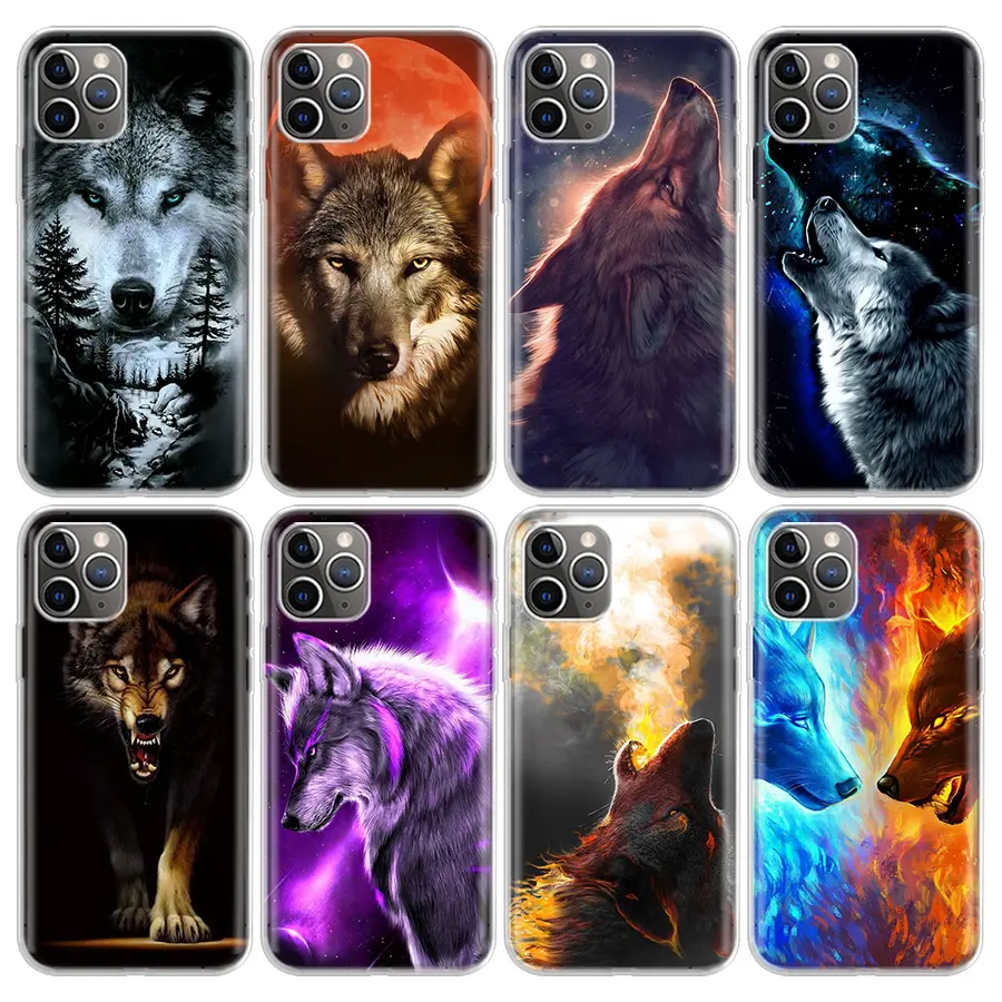 Wolf-Themed Tpu Back Cover For Iphone 11-15, Pro Max, Se, X, Xr, Xs, 7 ...