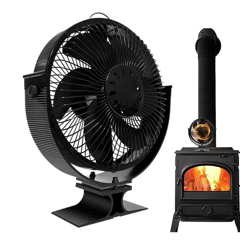 Stove Fan 6-Blade Heat Powered Fireplace Fan With Cover Thermodynamic ...