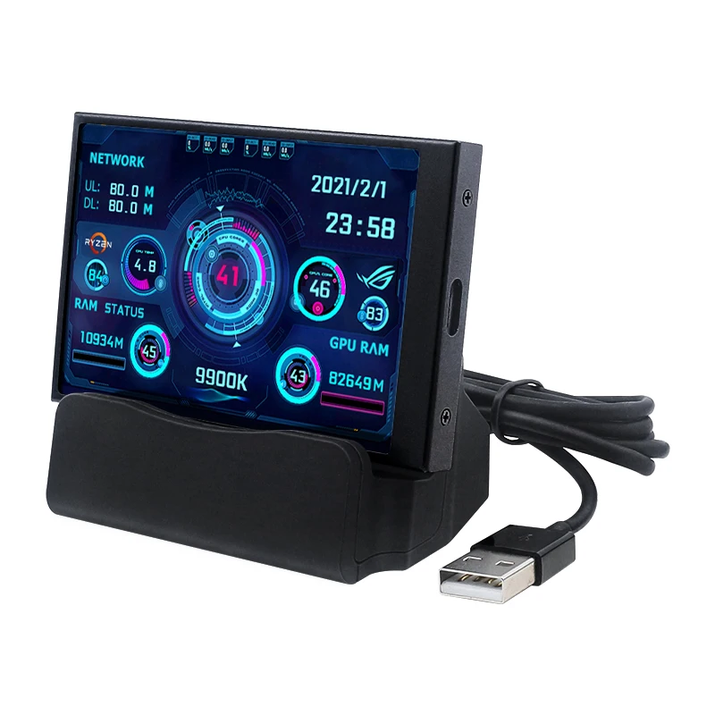 TURZX 3.5 / 5 Inch IPS USB Secondary Screen for Computer CPU GPU RAM ...