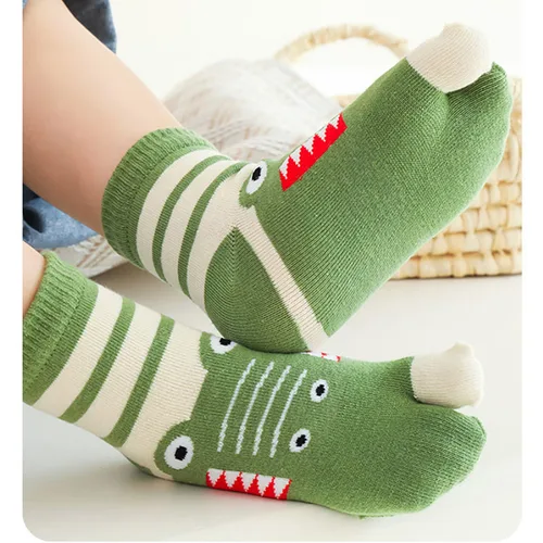 5 Pares De Calcetines Tabi De Dos Dedos Para Niños Y Niñas,