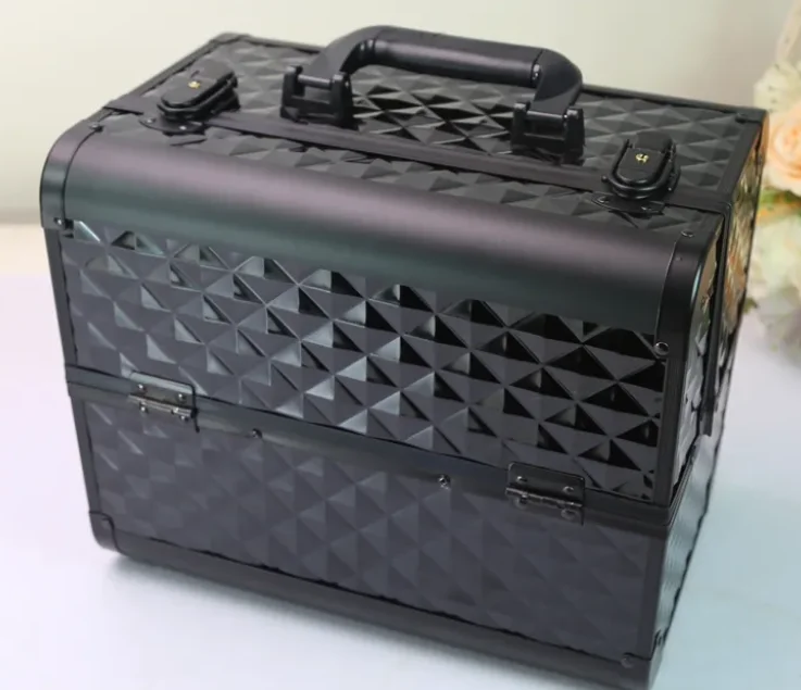 Women'S Travel Makeup Case, Aluminum Organizer, Cosmetic Bag.