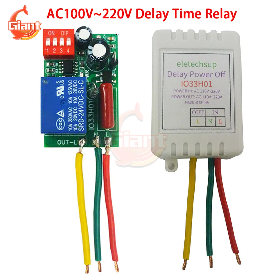 Adjustable Power Delay Relay, On/Off Delay Switch, Ac100V~220V Timer.