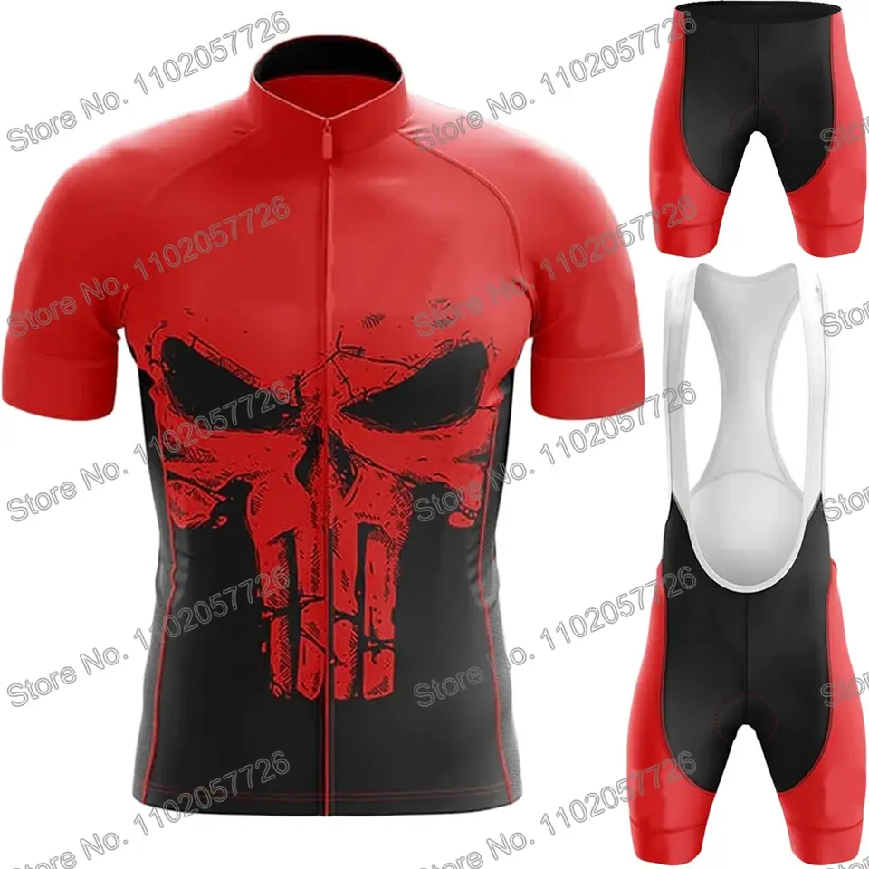 Red Skull Cycling Clothing Summer Cycling Jersey Men's Set Road Race ...