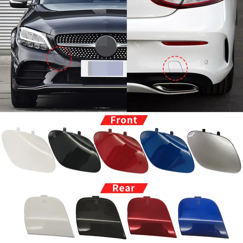 Black, White, And Red Bumper Tow Hook Covers For Mercedes W205 C-Class ...