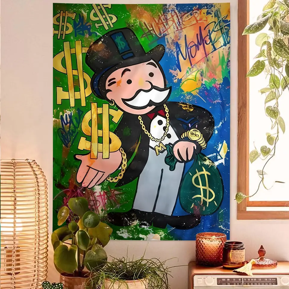 M-Monopoly M-Millionaire D-Dollar Tapestry For Trendy Living Room Decor.