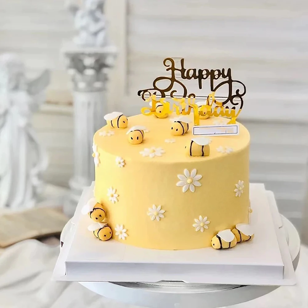 10Pcs Bees Cake Toppers Cute Little Bee Cake Decoration Rustic Cake ...