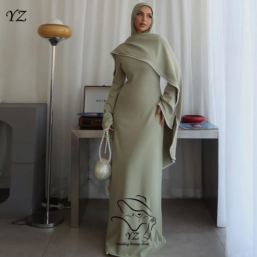 YZ Elegant Pearl Mermaid Trumpet Prom Gown For Women Saudi Arabia Full ...