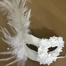Venetian Masquerade Mask Princess Men Women Feather Flowers Lace Black ...