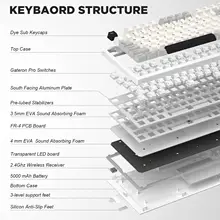 Yunzii Yz75 Pro White Wireless Gaming Keyboard, Rgb Backlights, Bt5.0 ...