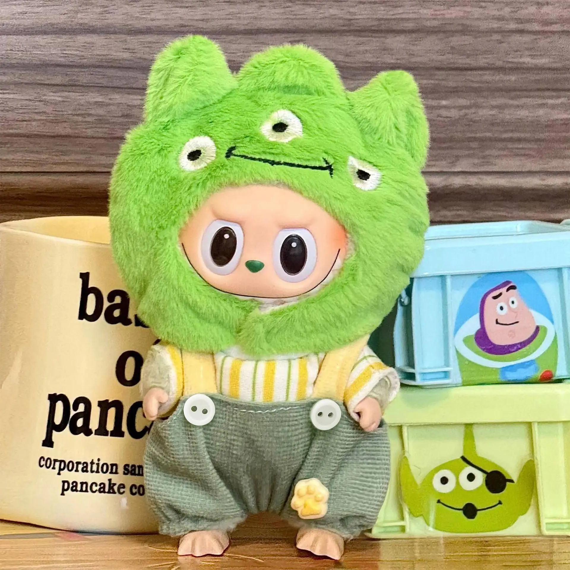 [No Doll]Cute Mini Plush Doll Blue Hooded Plush Cartoon Clothes for ...