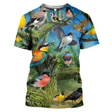 Colorful Animal Parrot T-shirt Men's Clothing Round Neck T Shirts 3D ...
