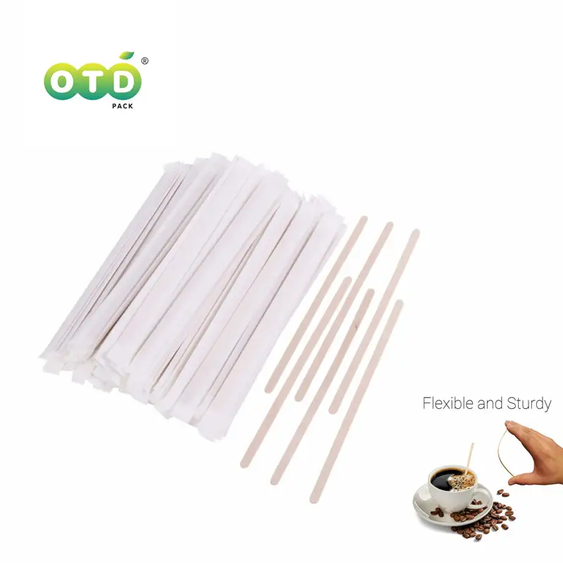 Individually Paper Wrapped Wooden Coffee Stirrers Disposable Wood ...