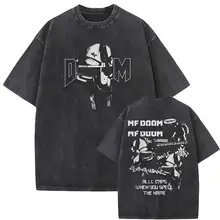 Washed Vintage Mf Doom Madvillain Doomsday Metal Mask Face Graphic T ...