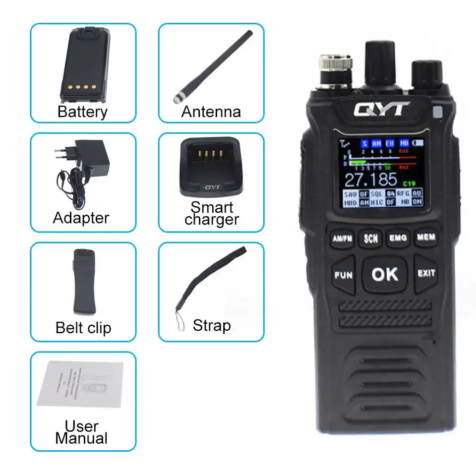 Original Qyt Cb-58 Portable Walkie Talkie, 40 Channel Fm/Am, 4W Power