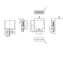 Type-C 2pin Soldered Female Base With Wire Typec Female 3A High Current ...