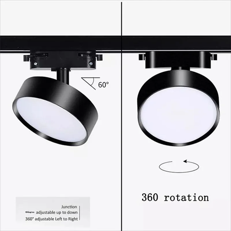 360° Adjustable Round LED track light Dimmable home lighting system 15W ...