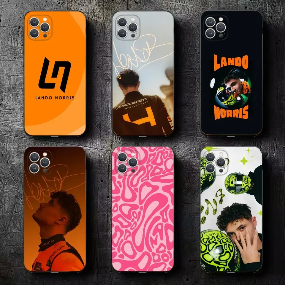 F1 Lando Norris Iphone 15/14/13 Soft Silicone Black Case