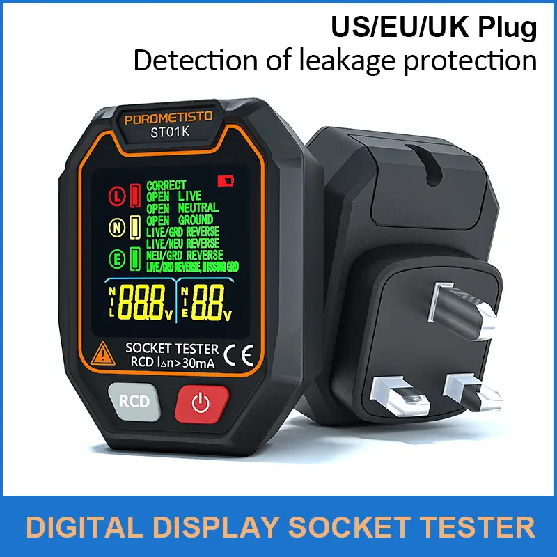 ST01 Digital Socket Tester Outlet Checker Voltage Detector Ground Zero ...
