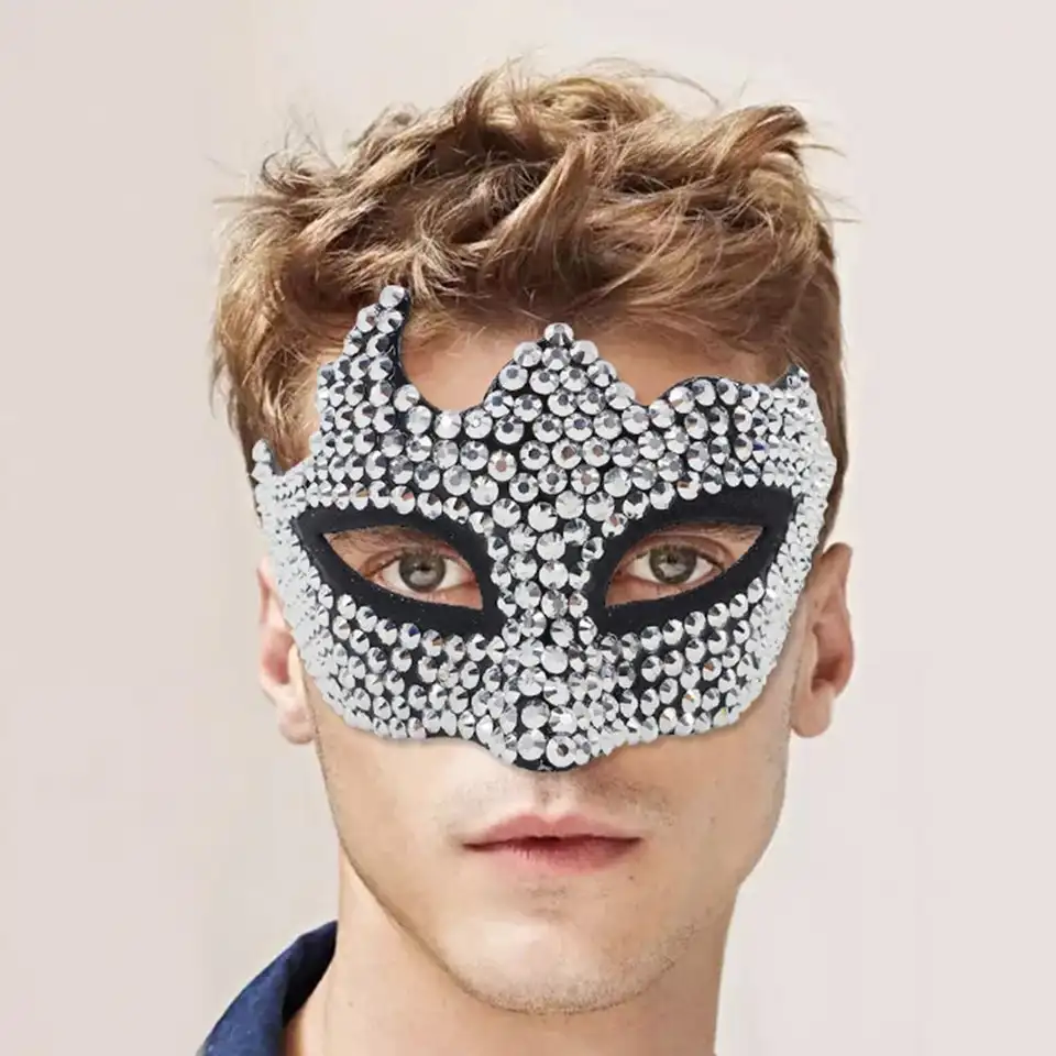 Sensual Black Rhinestone Masquerade Mask For Halloween Parties And ...