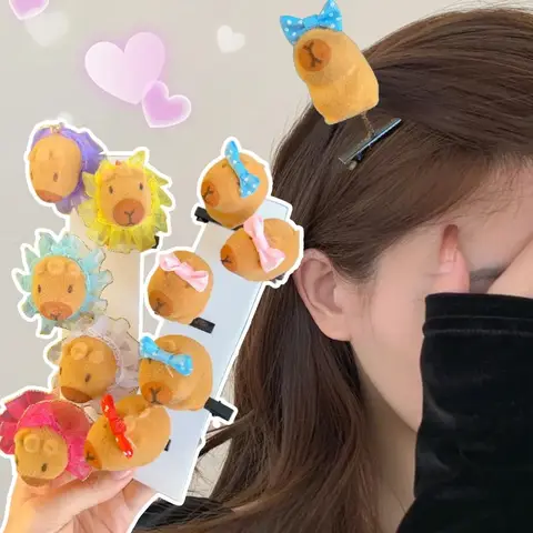 5/10 Uds. Pinza para el pelo Kawaii moda niños arco 3D Capybara Animal ...