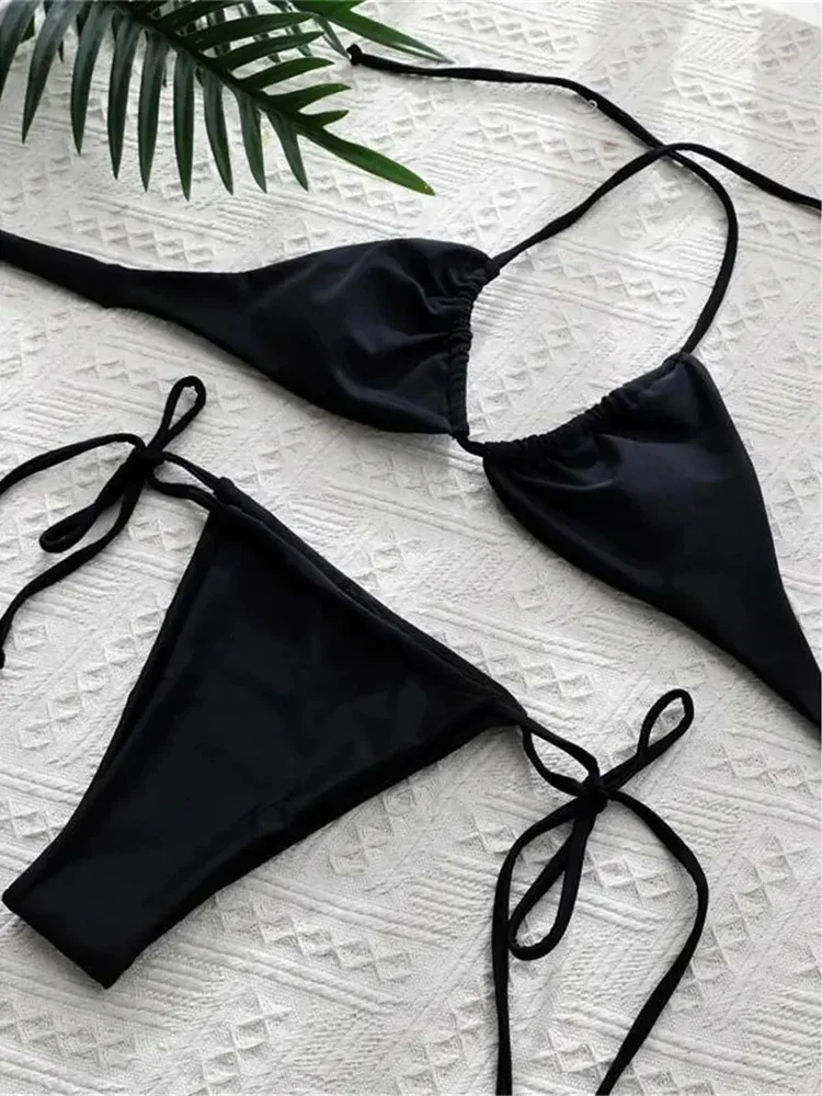 Sexy 12 Color Halter Mini Micro Thong Bikini Female Swimsuit Women ...