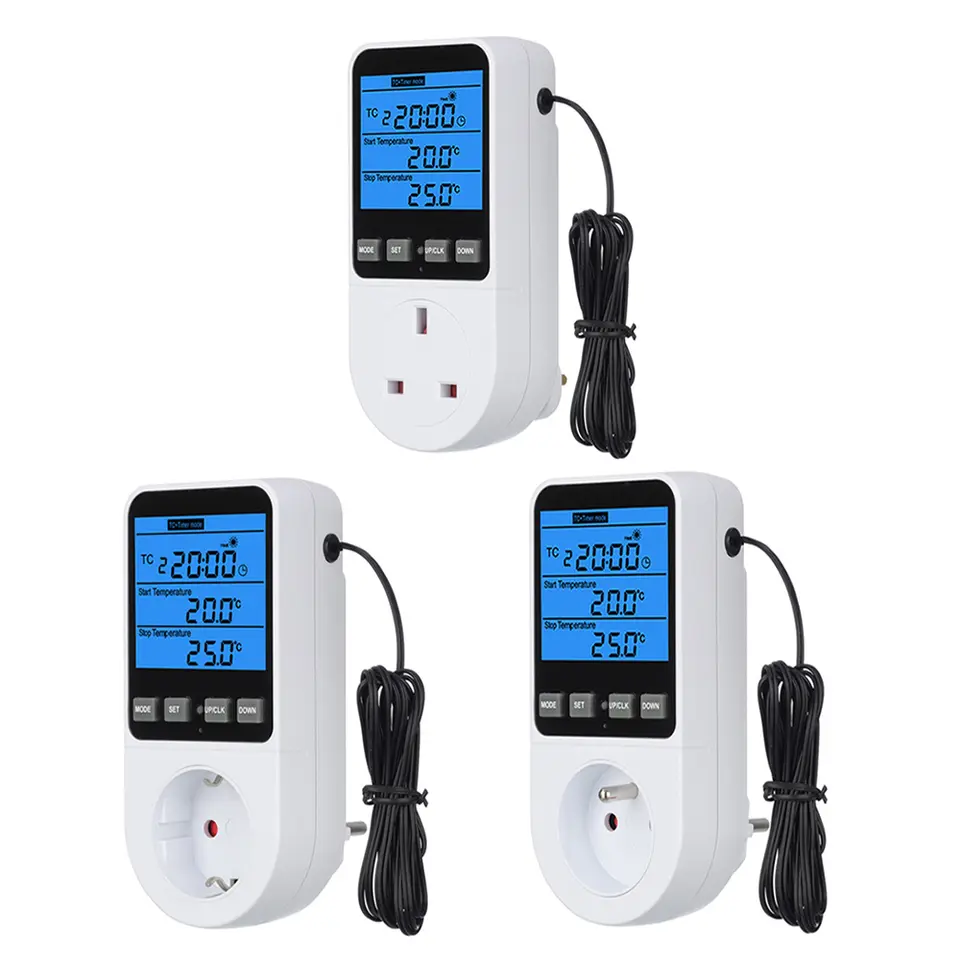 Eu Plug Digital Thermostat & Hygrometer – Temperature + Humidity Control