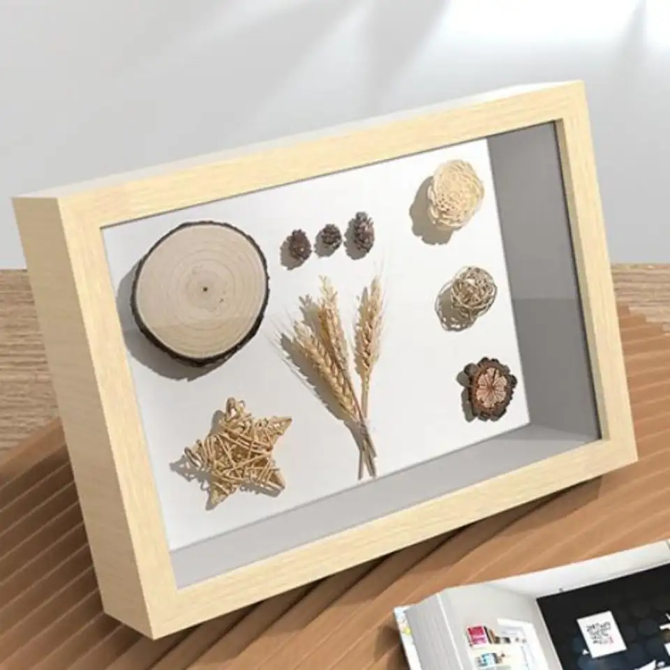 5Cm Thick Wood Frame, Flower Specimen Display, Deep Box Photo Case.