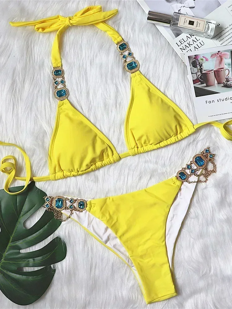 2025 Shiny Rhinestone Diamond Bikini Women Swimsuit Female Swimwear Two ...