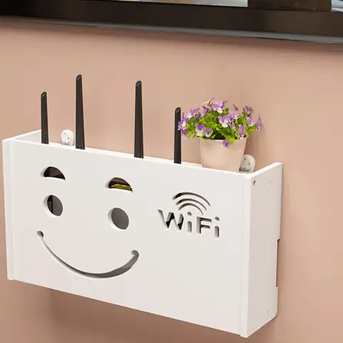 Wall Mounted Wireless Router Rack Living Room Wall-Mounted WiFi Storage ...