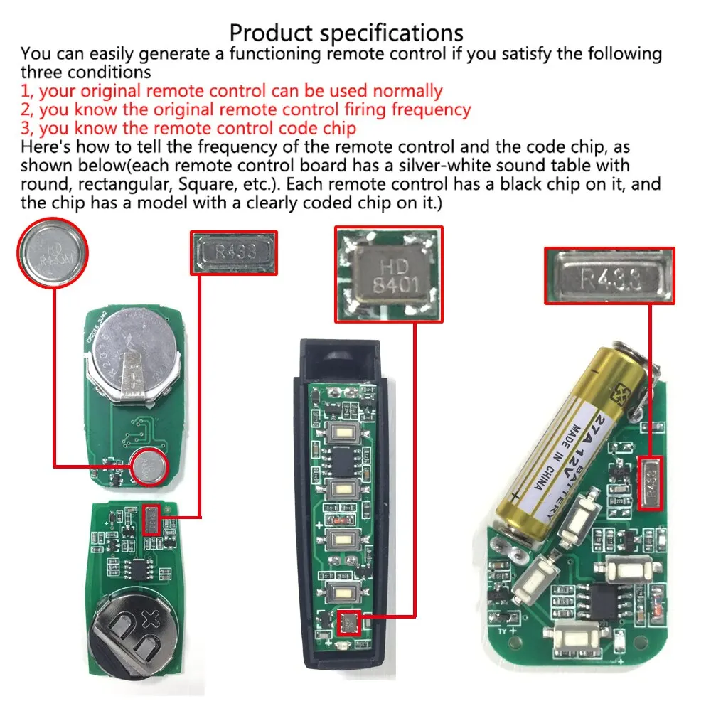 433MHz Auto Copy Remote Control Electric Garage Door Opener Remote ...
