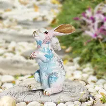 Cute Rabbit Statue Resin Bunny Sculpture Home Room Decorative Art ...