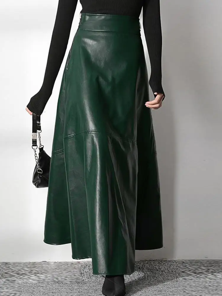 2023 Fashion Solid Mujer Faldas ZANZEA PU Leather Maxi Skirts Women's ...