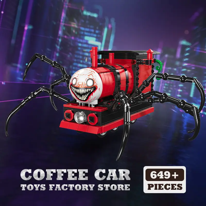 649Pcs Horror Train Model Bricks, Spider Locomotive Puzzle, Halloween ...