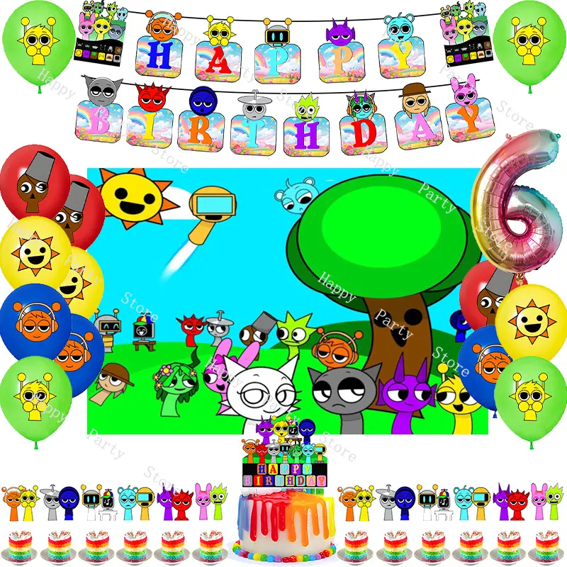 Sprunki Balloon Backdrop & Toppers – Make Your Party Pop!